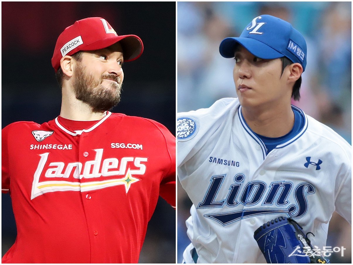 ‘에이스 오프’ SSG 앤더슨 vs 삼성 원태인 첫 선발 맞대결, 준PO 향방 달린 3차전서 성사｜스포츠동아